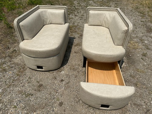 Flexsteel RV Ultraleather CREAM Euro Dinette Booth bed Boat Motorhome ...