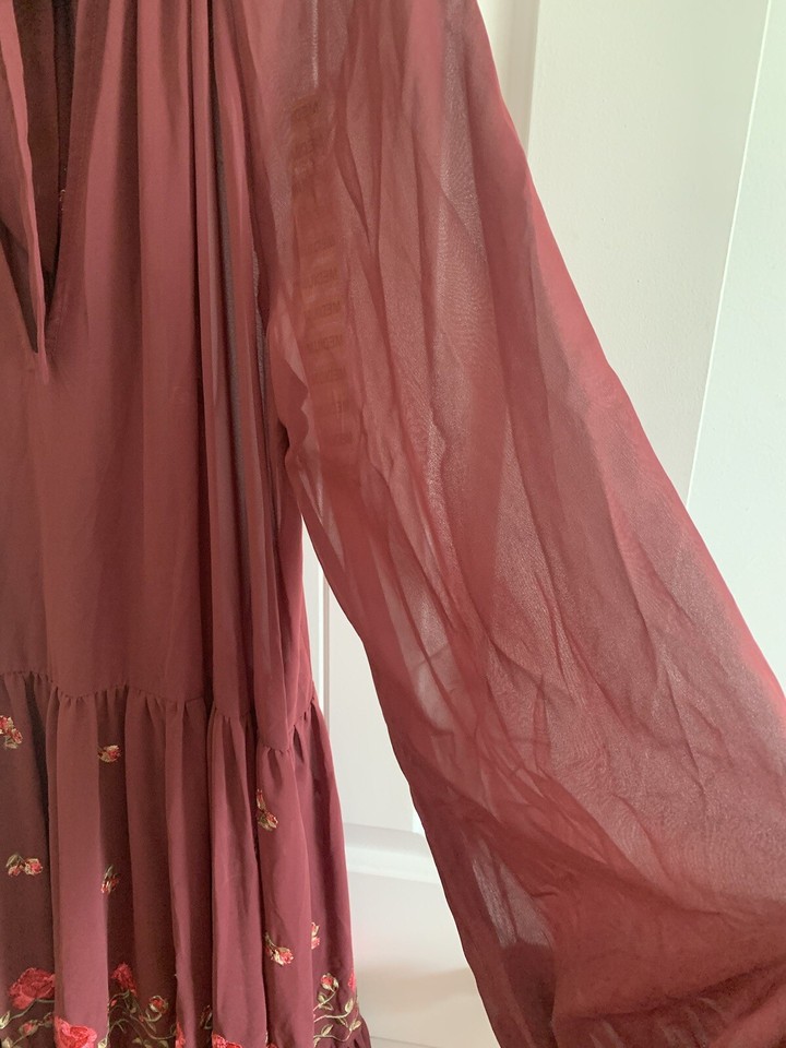 Vtg Cisos Design Womens Maxi Sheer Dress Sz 12 Embroidery Flounces ...