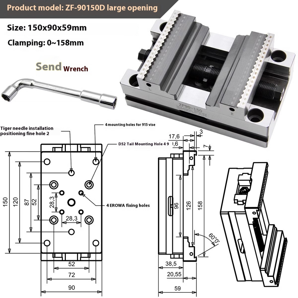 5-axis CNC Machining Center Self-centering Vises Concentric Precision ...