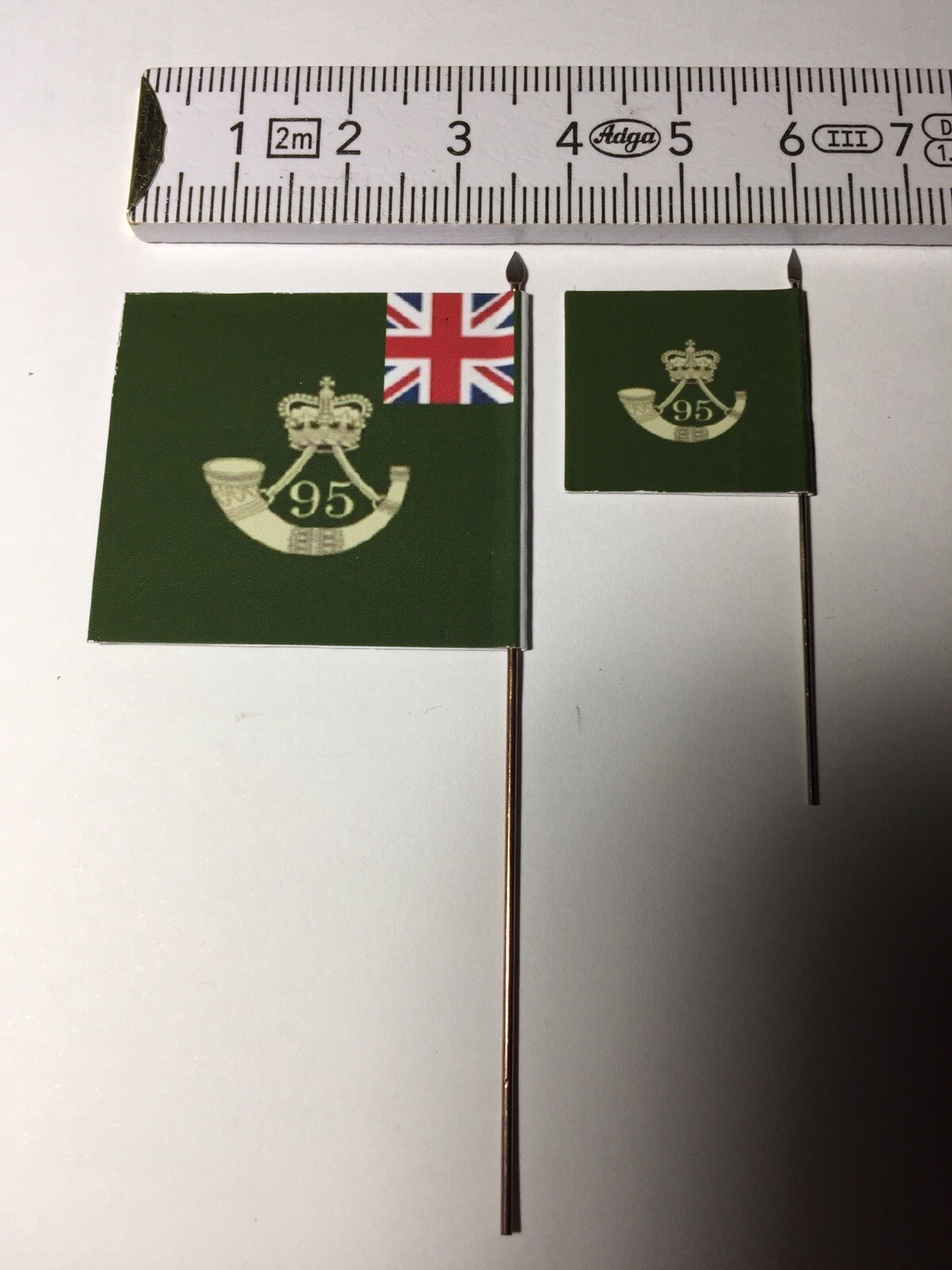 544) 2x 25mm 28mm Napoleonic British 95th Rifles Regt Flag &Comp Guidon ...