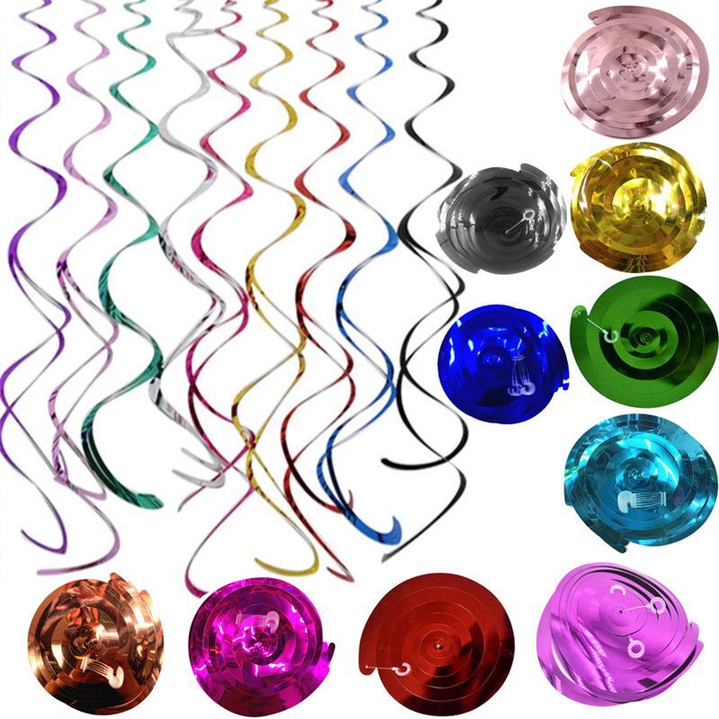 6PCS Multicolor Hanging Spiral Swirls Birthday Wedding Party Ceiling ...