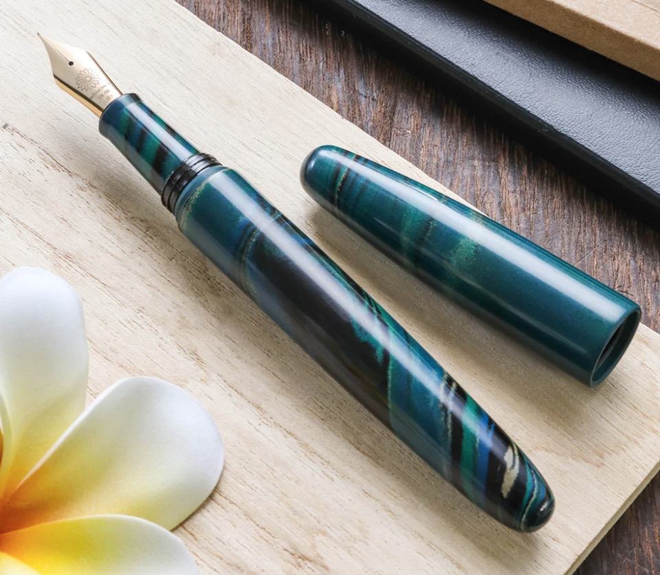 Wancher Dream Fountain Pen | TRUE EBONITE - MARBLE GREEN , Calligraphy ...