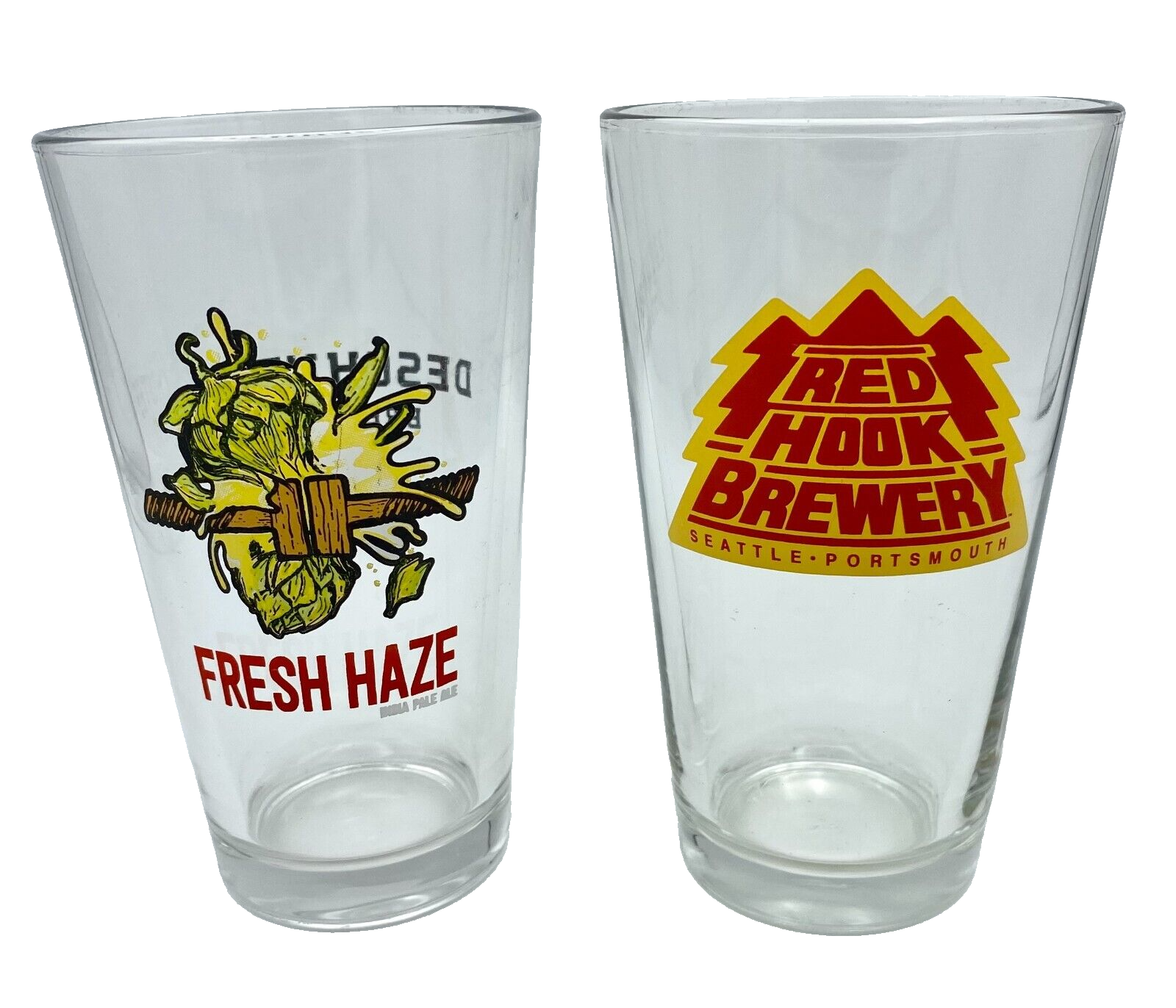 Pair of Pint Craft Beer Glasses Red Hook Brewery Seattle Fresh Haze ...