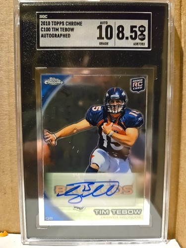 2010 TOPPS CHROME AUTO #C100 TIM TEBOW RC SGC 8.5 AUTO 10 NM-MT+ 7352 ...