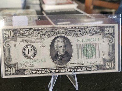 1934B $20 Note. Raw, Crisp Condition. Top Center Ink Smudge Great ...