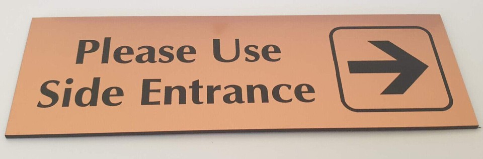 Please Use Side Entrance with Arrow Pointing Right Sign Plaque Outdoor ...