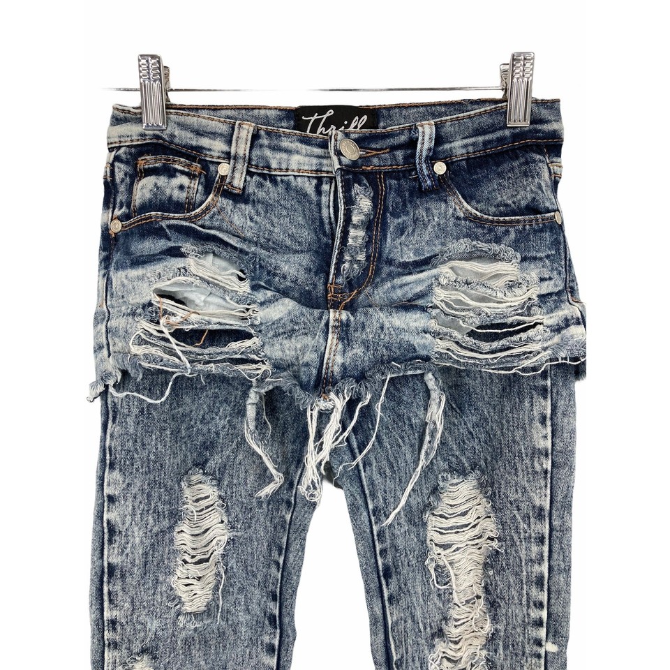 Thrill Distressed Acid Wash Skinny Denim Jeans Women's Size 8 | eBay UK