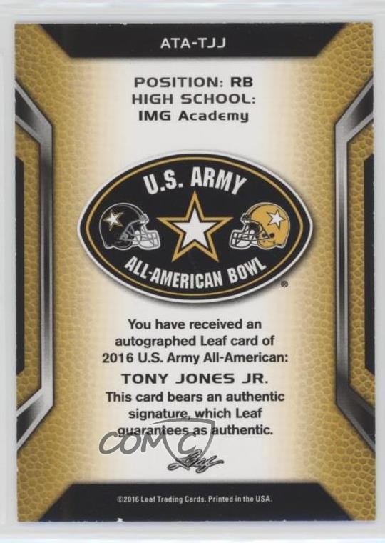 2016 Leaf US Army All-American Bowl Tour Silver 20/25 Tony Jones Jr ...