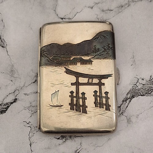 Vintage Japanese kirihame zogan silver cigarette case box by Koyama for ...