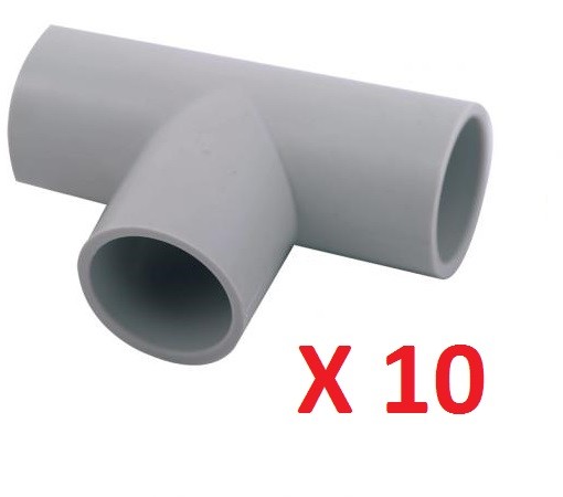 10 X Electric Pvc Straight Conduit T Junction 20mm 25mm 32mm Gray ...