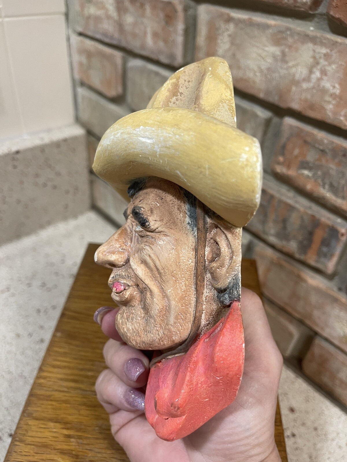 Vtg RARE Bossons Chalkware Head RAWHIDE Western Cowboy Congleton ...