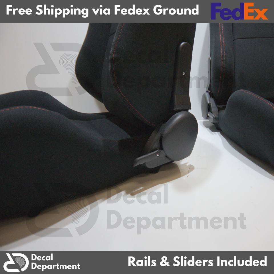Set of 2 Reclinable Slider Seats For Recaro Seat Black Velvet + Rails ...