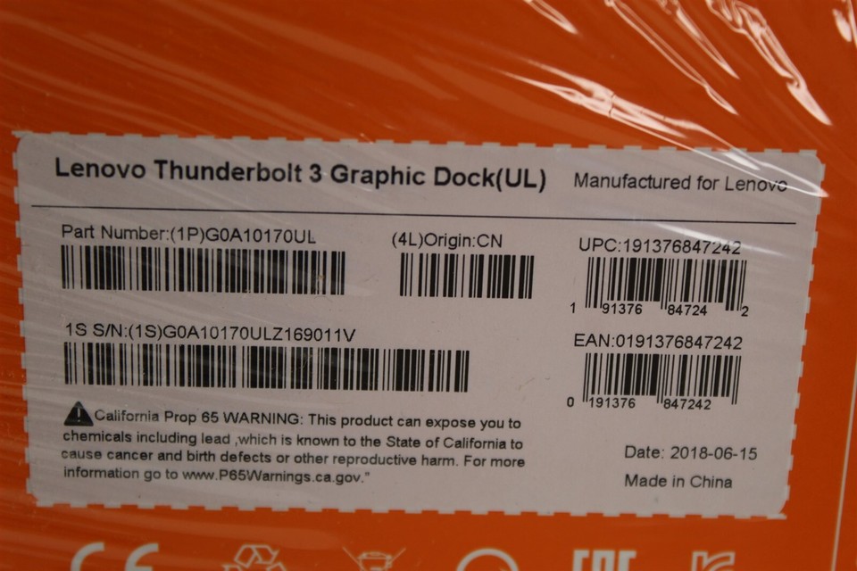 Sealed Lenovo Thunderbolt 3 Graphics Dock G0A10170UL GeForce GTX 1050 ...