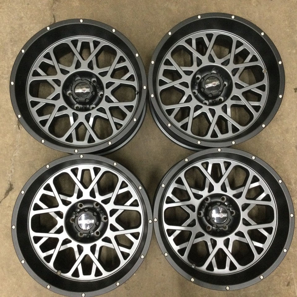 Set 4 18" Vision 412 Rocker Anthracite Satin Black Lip Wheels 18x9 ...