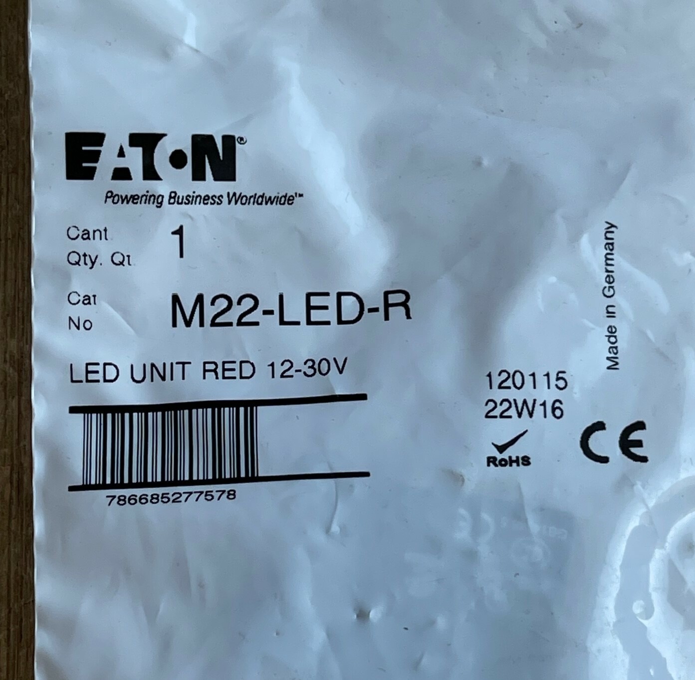 EATON M22-LED-R RED LED LIGHT UNIT 12-30V NEW IN SEALED BAG | eBay