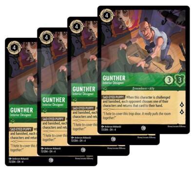 Disney Lorcana - Gunther Interior Designer x 4 - Ursula's Return NM ...