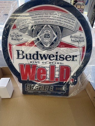 Budweiser King Of Beers WE ID Date Time Lighted LED Light Man Cave Bar ...