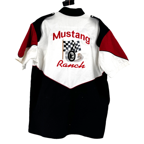 90s Speed Zone Race Gear Mechanic Pit Crew Men's Shirt Large Mustang ...