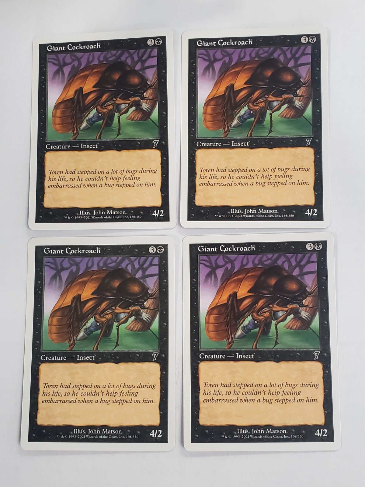 MTG Playset 4x Giant Cockroach (7th Edition/Black/C) - BGM | eBay