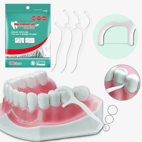 100pcs/set Floss Sticks Tail Tip Gum Clean Ultra Thin Toothpicks Floss ...