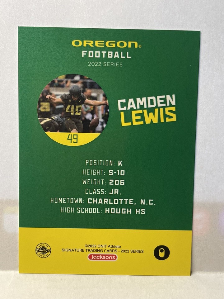 CAMDEN LEWIS #49 - Oregon Ducks - 2022 Player Trading Card | eBay