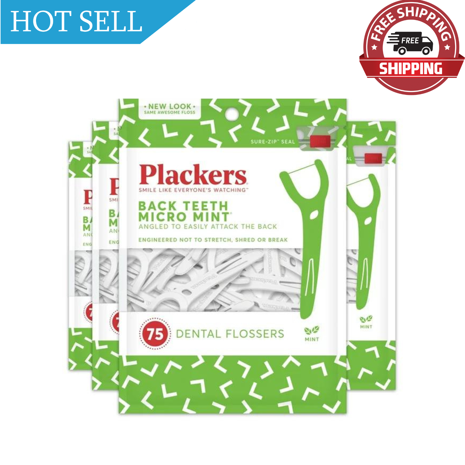 Plackers Back Teeth Micro Mint Dental Flossers,Delicious Mint Flavor ...