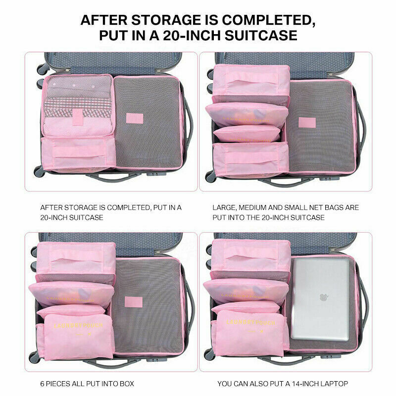 6PCS Luggage Packing Cubes Bag Organizer Suitcase Set For Travel ...