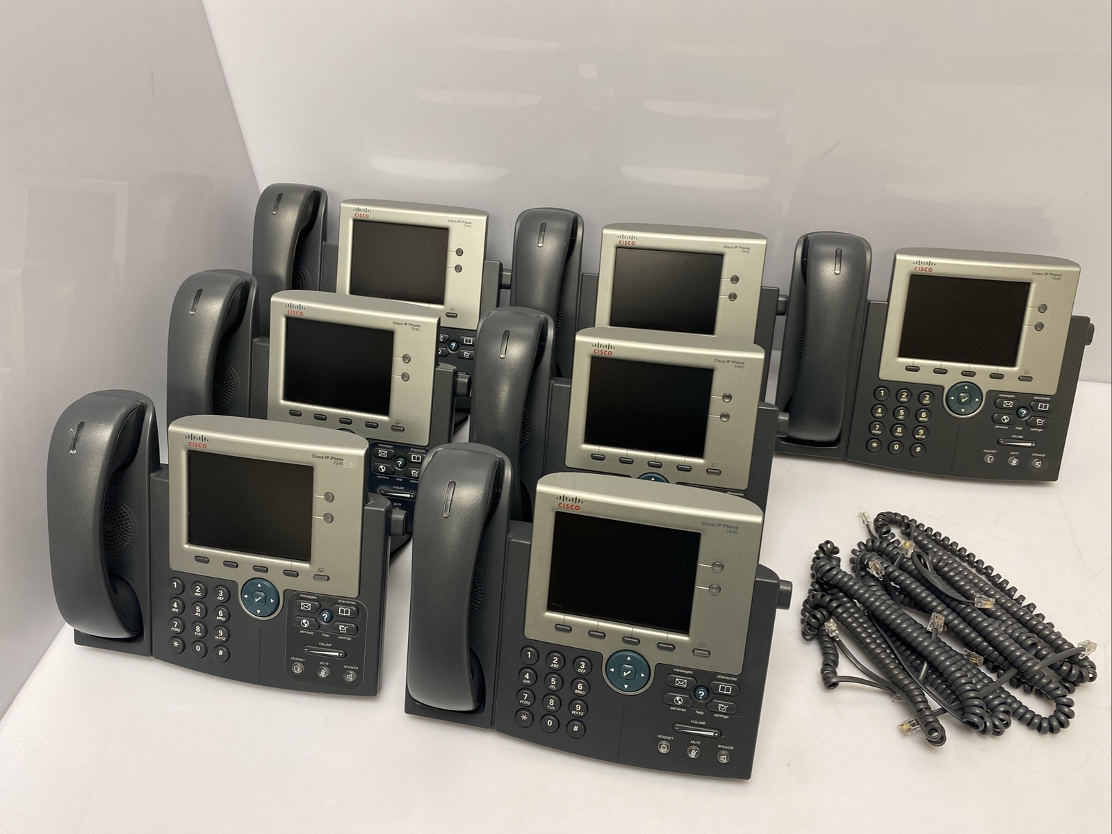 Lot Of 7 Cisco CP-7945G VOIP Phone With Stand & Handset Business IP ...