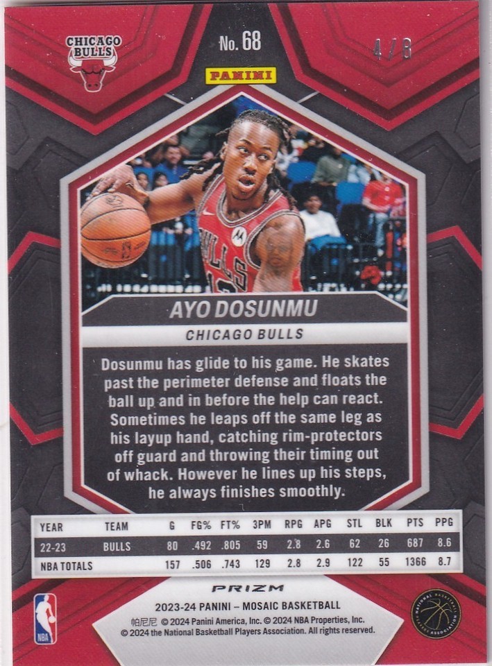 2023-24 Panini Mosaic NBA No. 68 Ayo Dosunmu Lucky Envelope 4/8 | eBay