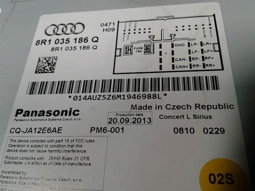 Audio Equipment Radio Receiver Dash Mounted Opt 8UQ Fits 13-16 AUDI A4 ...