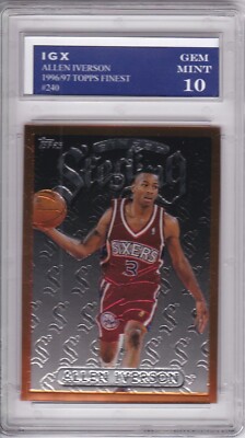 ALLEN IVERSON ROOKIE CARD 1996 Topps Finest 76ers Basketball GEM MINT ...