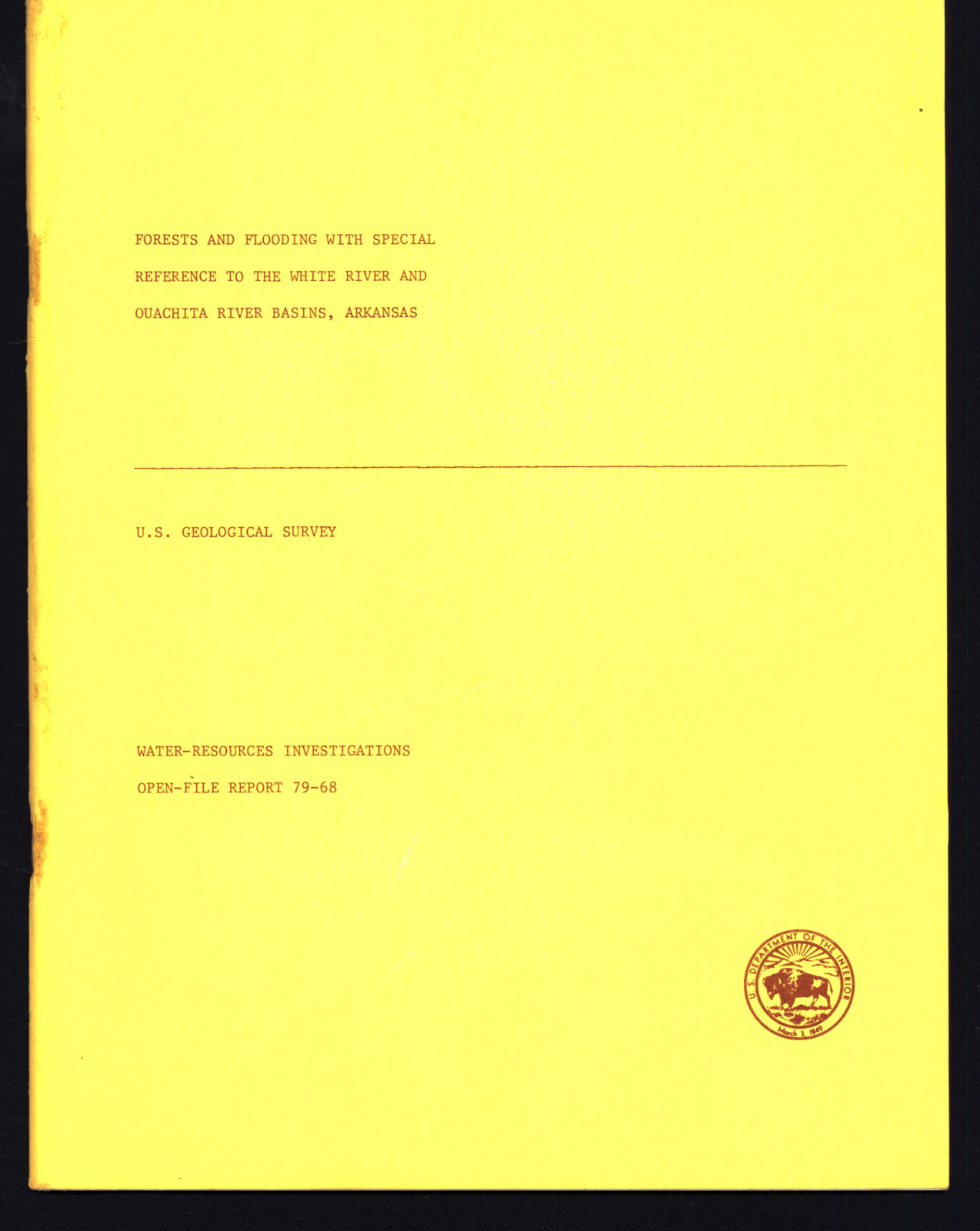 M.S. BEDINGER WHITE RIVER OUACHITA RIVER BASINS ARKANSAS FORESTS ...