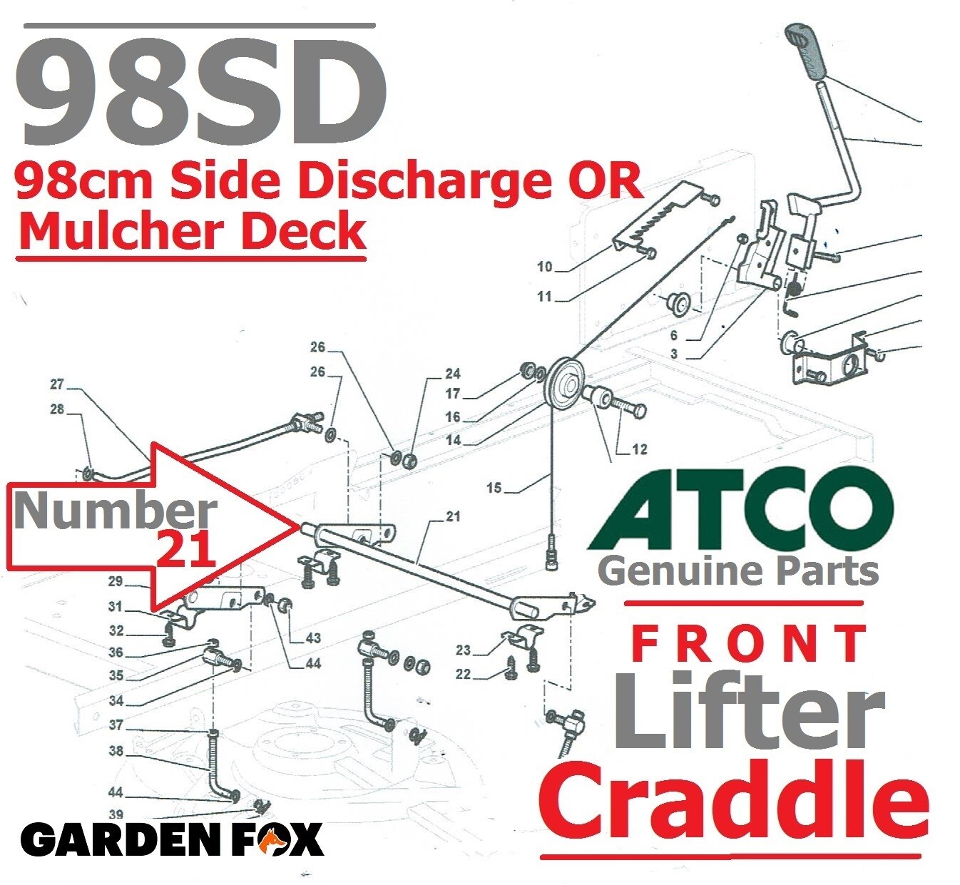 Genuine ATCO GT38HR 98cm - Front Lifter CRADDLE KIT - 382318239/0 | eBay