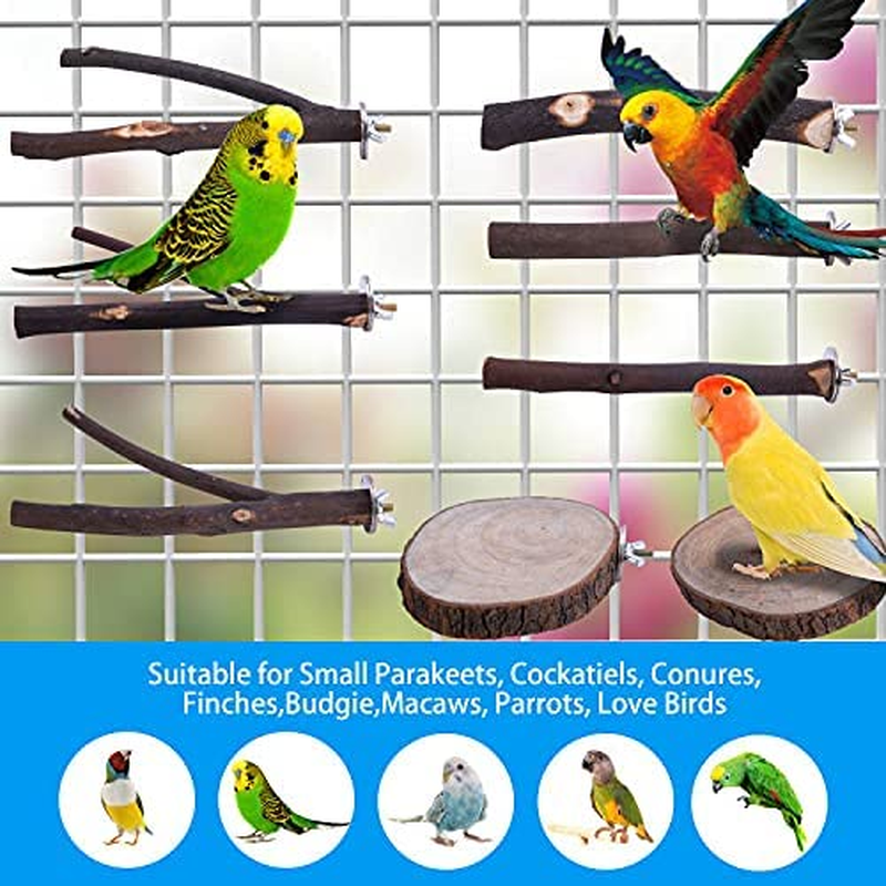 8 PCS Natural Wood Bird Perch Stand-Wooden Parrot Perch Stand-Perch ...