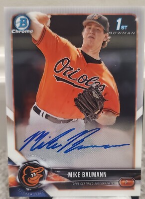 2018 Bowman Chrome MIKE BAUMANN Prospects Autograph 1st Auto Orioles | eBay