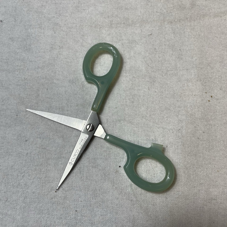 Cutco Embroidery Scissors With Blue Green Handle-Rare-small Scatches On ...