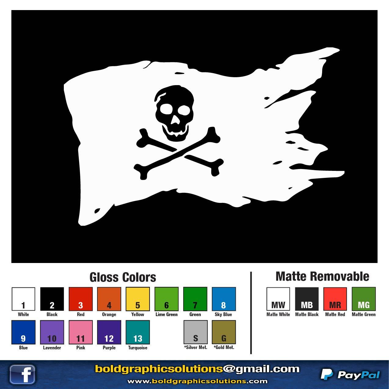 5 inch Pirate Flag Decal Sticker Skull Bones Cross Ship Crossbones ...