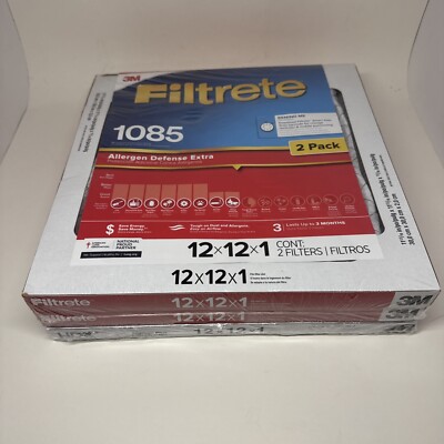 Three 12x12x1 Filters 3M Filtrete X Red Allergy Defense And HDX ...