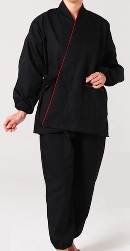 Japanese SAMUE Women's Traditional work Kimono wear set Black from ...