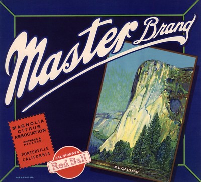 OLD CRATE LABEL MASTER EL CAPITAN YOSEMITE PORTERVILLE ORIGINAL VINTAGE ...