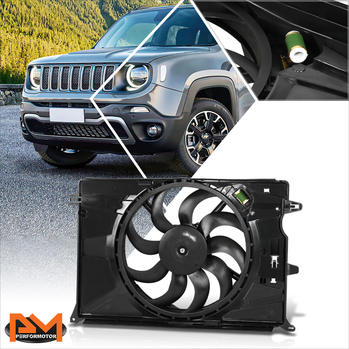 For 15-18 Jeep Renegade/Fiat 500X 1.4L OE Style Radiator Cooling Fan ...