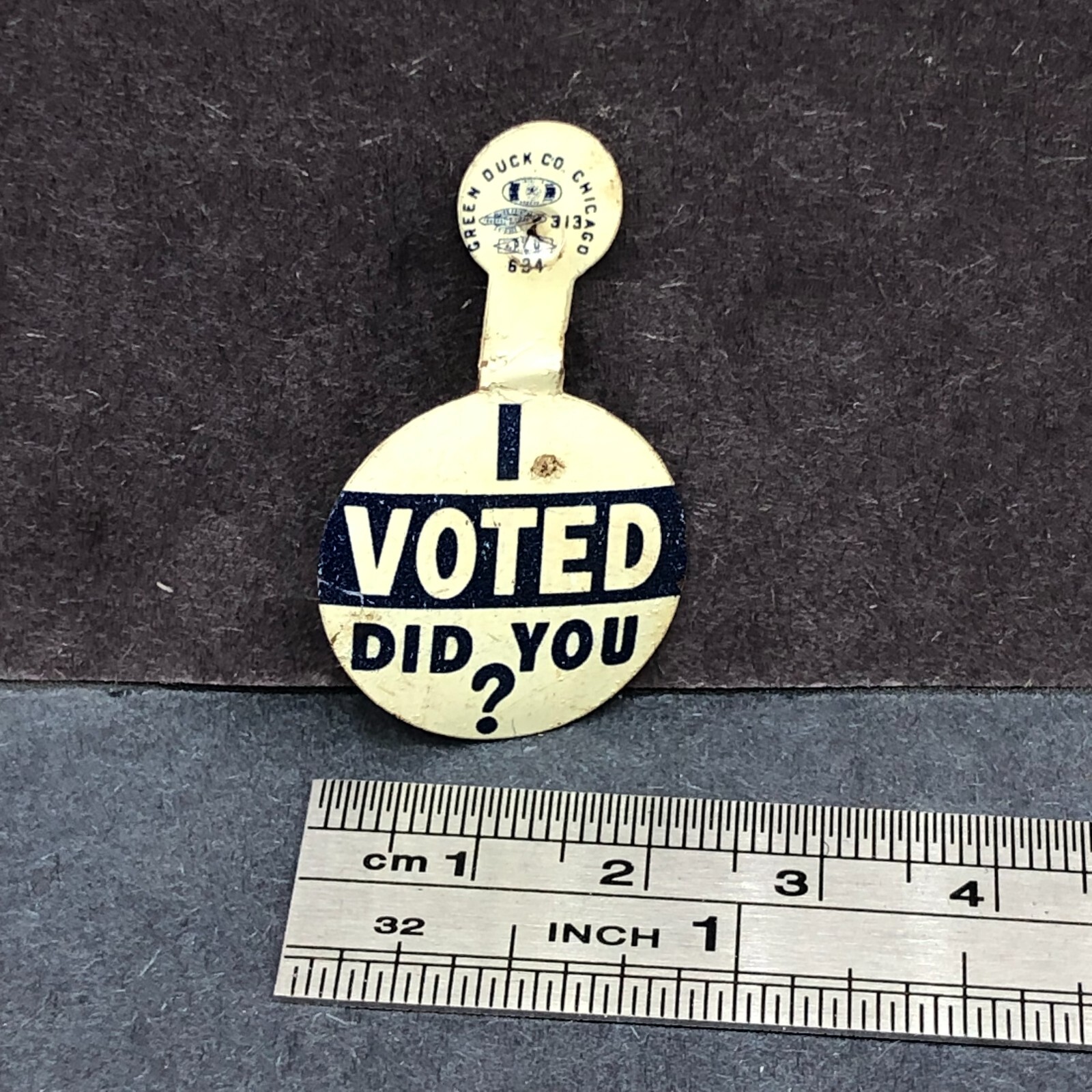 Vintage I Voted Did You? Political Pin Pinback Button Green Duck Co ...