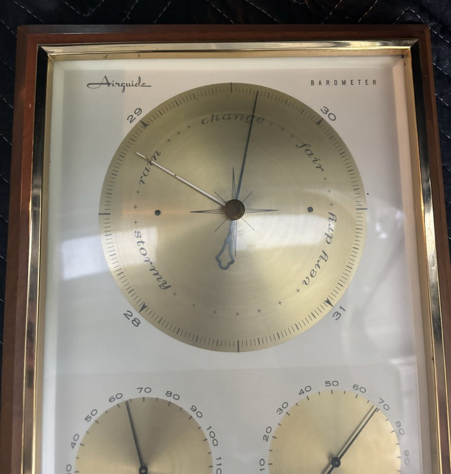 Airguide Barometer Weather Station Temperature Humidity Shadow Box 3 ...