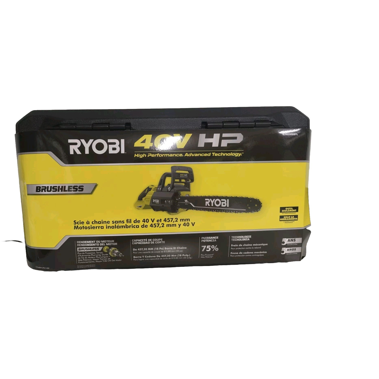 Ryobi RY40508 40v Brushless 18 Inch Chainsaw Tool Only for sale online ...