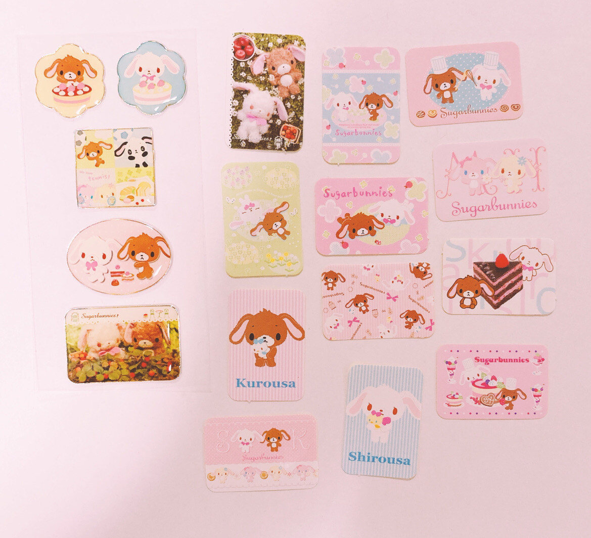 sanrio sugar bunnies shirousa kurousa momousa small rare stickers lot ...