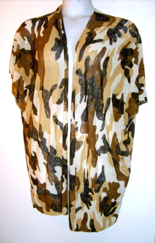 Janice Apparel "One Size" Browns Camo Light Weight Open Front Cardigan ...
