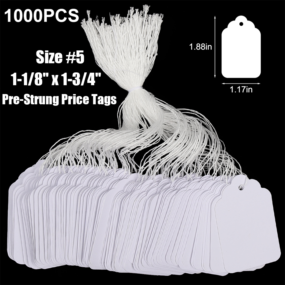 1000 Blank White Merchandise Price Tags +Strings 1.88*1.17in Retail ...