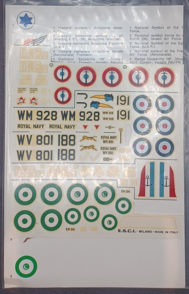 ESCI | No. ? | 1:72 F4U-7 Decals INCOMPLETE | eBay
