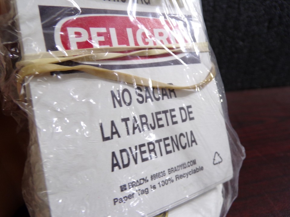100PK BRADY Danger Bilingual Tags, 86636, Peligro/Danger, Do Not Remove ...