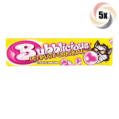 5x Packs Bubblicious Ultimate Original Flavor Bubble Gum | 5 Pieces Per ...